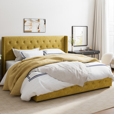 Brayden Studio Morphis Solid Wood Tufted Upholstered Storage Platform Bed Reviews Wayfair